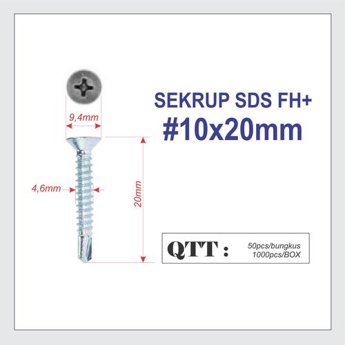 Jual No 10x20mm - Sekrup SDS FH - Self Drilling Screw Flat Head - isi ...