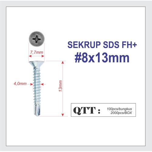 Jual No 8x13mm - Sekrup SDS FH - Self Drilling Screw Flat Head - isi ...