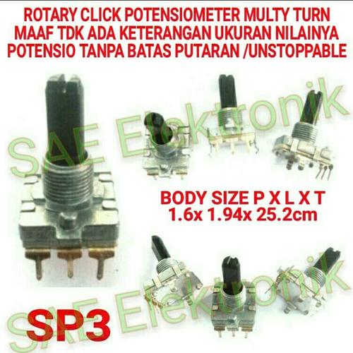 Jual SP3 POTENSIOMETER MULTY TURN POTENSIO TANPA BATAS PUTARAN NO END ...