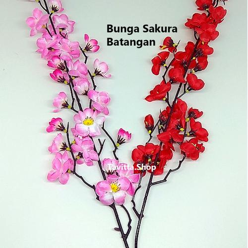Jual Dekorasi Imlek Bunga Sakura Batangan Plastik - Merah Muda ...