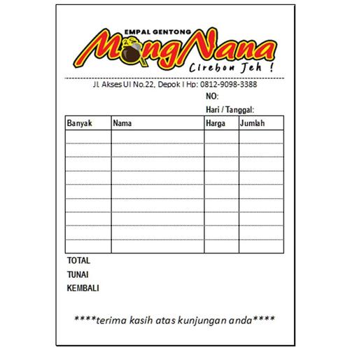 Jual Custom Cetak Nota 2 Ply Ukuran A6 - Kota Tangerang - Mencetak ...