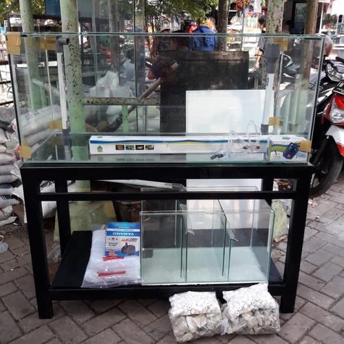 Jual AQUARIUM.FULL.SET 100X50X50.RAK HOLO DAN SUM.FILTER 80X40X40 ...