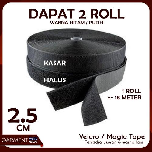 Promo VELCRO 2,5 CM MAGIC TAPE KASAR HALUS 18 METER - Putih - Kab ...