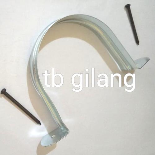 Jual klem besi plat seng braket silinder besar pipa 3 inchi plus paku ...