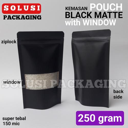 Jual STAND POUCH 250 GR HITAM WINDOW /PLASTIK KLIP KEMASAN KOPI COFFEE ...