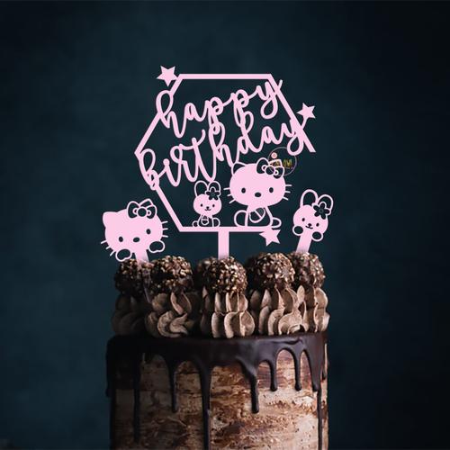 Jual Hello Kitty HBD Acrylic Cake Topper - Kab. Tangerang - Pink Owl ...