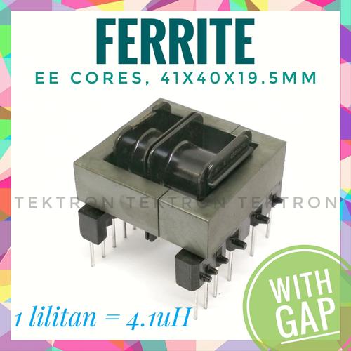 Jual Ferrite EE cores 41x40x12.5mm + Bobin, with gap, 1 lilitan=4.1uH ...