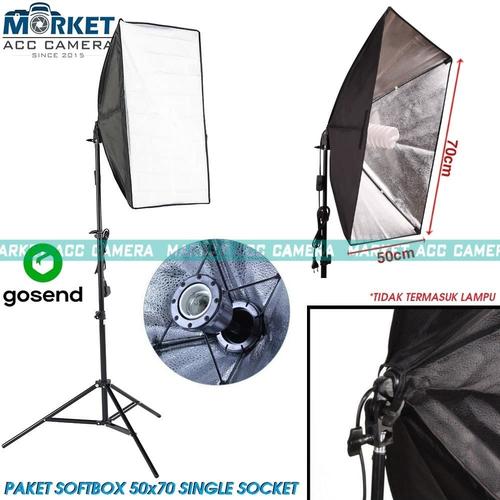 Jual PAKET Foto Studio Light Stand + Softbox 50x70 + Single Socket Lamp ...