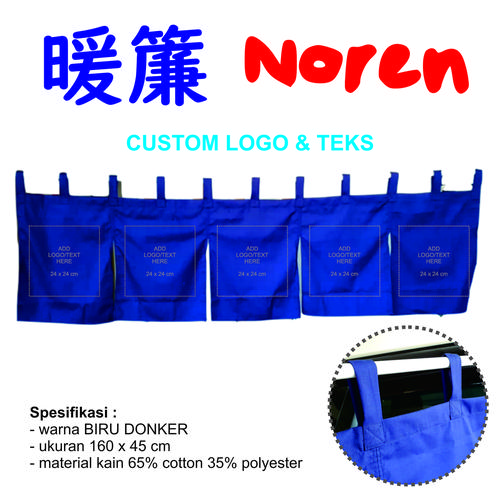 Jual Tirai Noren CUSTOM LOGO kain katun warna BIRU elegan awet tebal ...