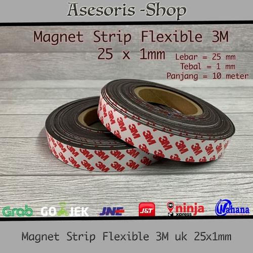 Jual Magnet 3M Flexible Magnet Strip 3M Stiker 25mm x 1mm x 10meter ...