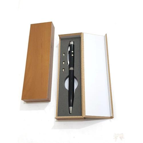 Jual [HITAM] Pulpen Laser 3 in 1 Kotak Kayu Exclusive Pointer Gift Box ...