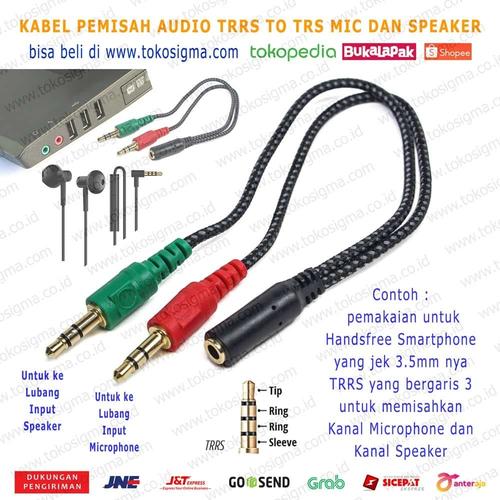 Jual KABEL PEMISAH AUDIO 3.5mm TRRS F TO 2X TRS MIC dan SPEAKER STEREO ...