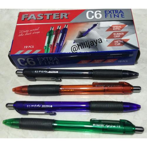 Jual ballpoint mekanik pulpen 0.5mm merk Faster c6 model cetak cetak ...