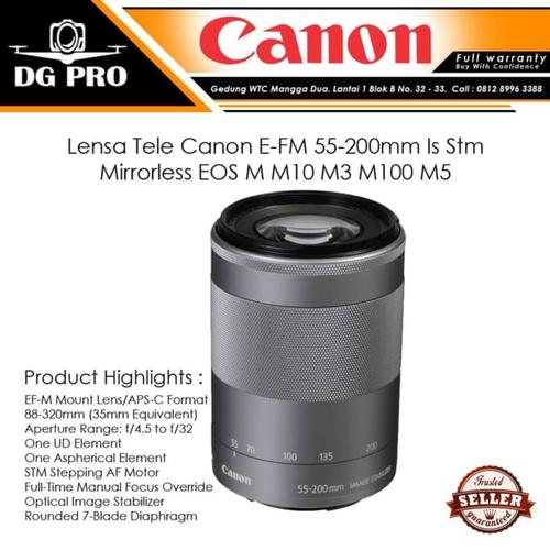 Jual Lensa Tele Canon E-FM 55-200mm Is Stm Mirrorless EOS M M10 M3 M100 ...