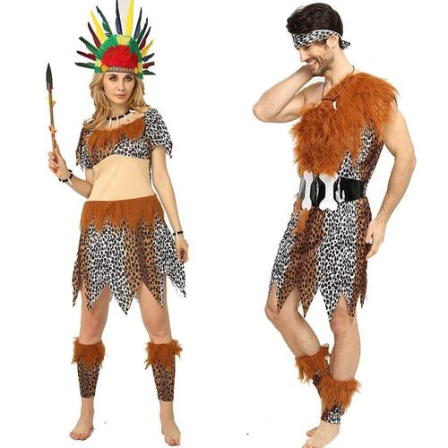 Jual kostum adat indian / afika model leopard dan bulu coklat cosplay ...