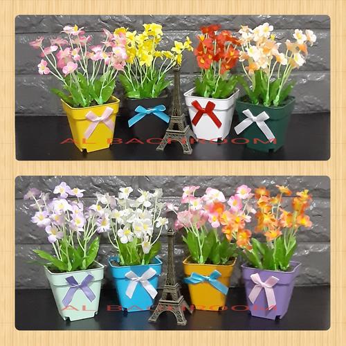Jual BUKET RANGKAIAN BUNGA POT KOTAK PITA MINI STAR ARTIFICIAL - Merah ...