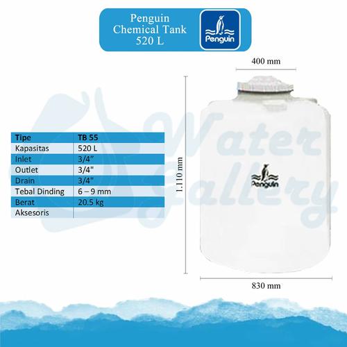 Jual Tangki Kimia PE 520 L / Chemical Tank / Putih / Penguin TB 55 ...