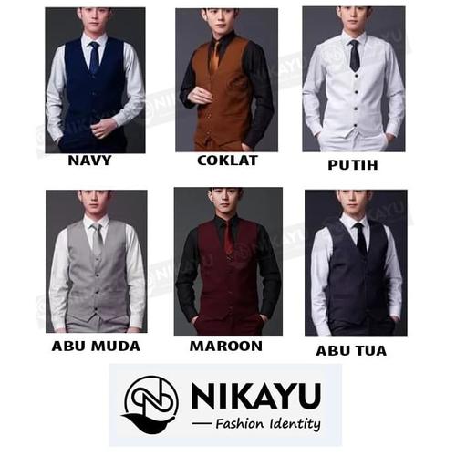 Promo VEST warna NIKAYU - Rompi PRIA warna Coklat Putih Navy Maroon Abu ...