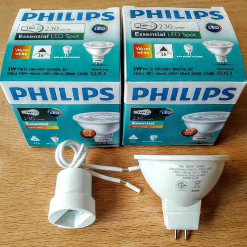 Jual Philips mr16 3w Led sorot halogen LED 220v warm white - Putih ...