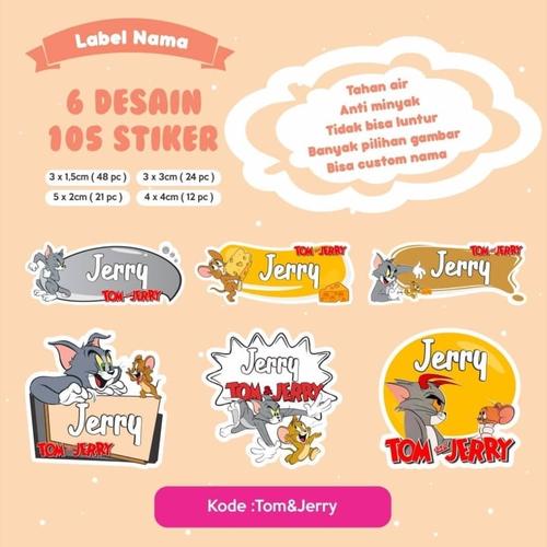 Jual stiker nama karakter tom&jerry / custom stiker nama anak / stiker ...