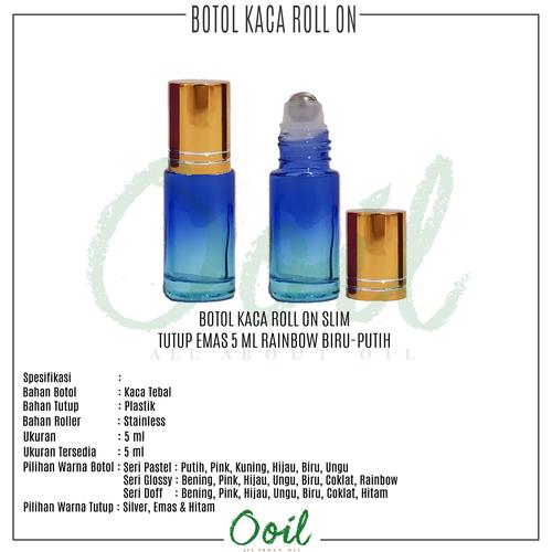 Jual Botol Kosong Stainless Steel Roll On Slim Rainbow Tutup Emas - 5 ...