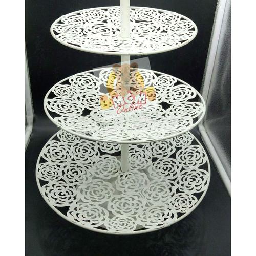 Jual Susun 3 Tempat cupcake dari Besi tebal dengan ukiran bunga menarik ...