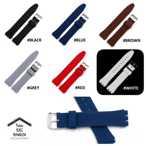 Jual TALI JAM 17mm SWATCH STEEL Buckle Rubber Silicone Watch Strap Band ...