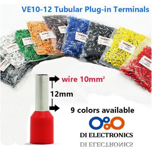 Jual E10-12 Ferrules Skun Kabel 10mm Insulated Tubular Wire Crimp ...