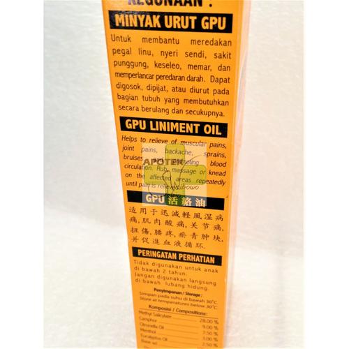 Jual Minyak Gosok GPU Liniment Oil 60 ml Citronella - Kota Semarang ...