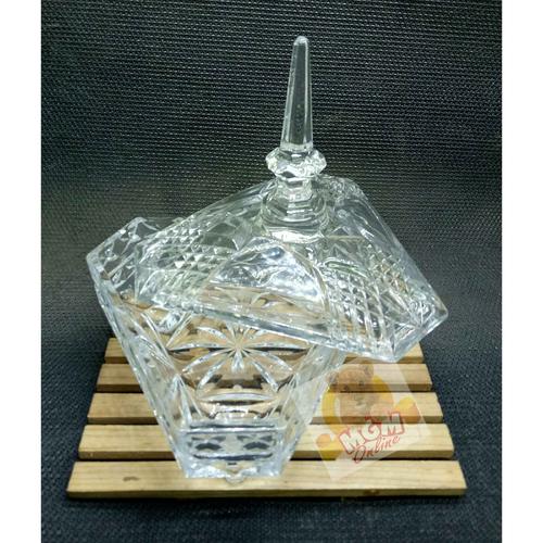Jual Tempat permen Kaca besar model segitiga dengan tutup menara 3078 ...