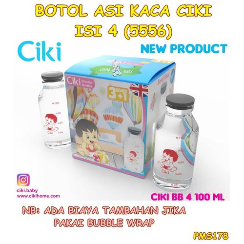 Jual PMS178 BOTOL ASI CIKI BOTOL KACA SABLON 100 ML ISI 4 (5556) - Kota ...