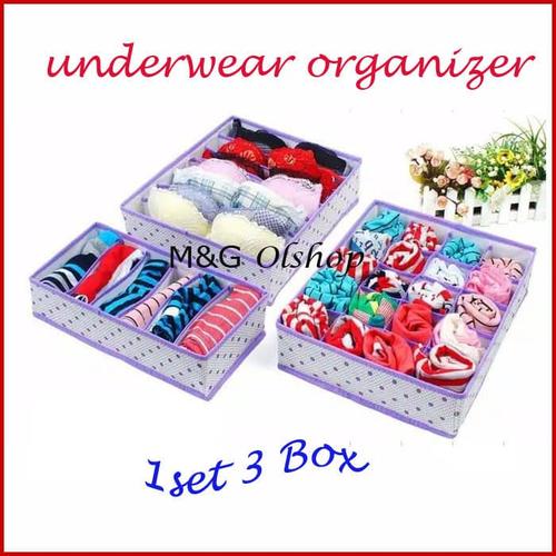 Jual 3 pcs Box Pakaian Dalam Bra / Underware Organizer / 1 Set 3 Box ...