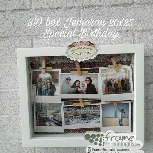 Jual frame minimalis 3D box kayu jemuran 20x25cm + cetak foto ala ...