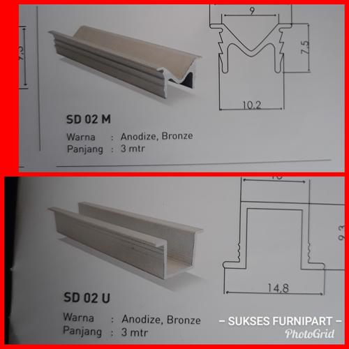 Jual Rel sliding huben sd 02 U & M 1set Atas bawa 300 cm untuk roda SD - 12 - Rel M - Jakarta ...