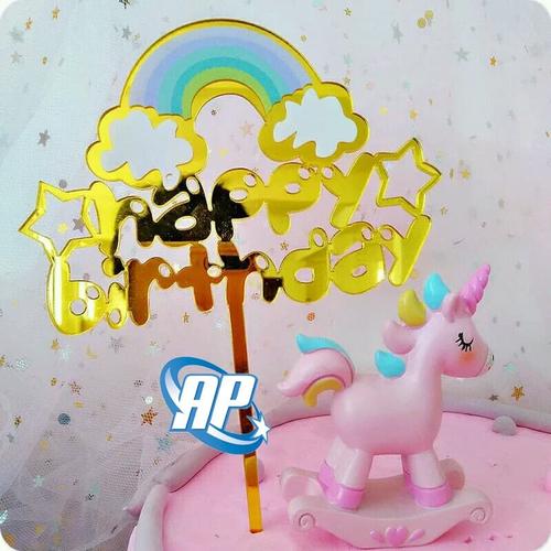 Jual Cake topper awan pelangi / tusukan hiasan kue acrylic aneka motif ...
