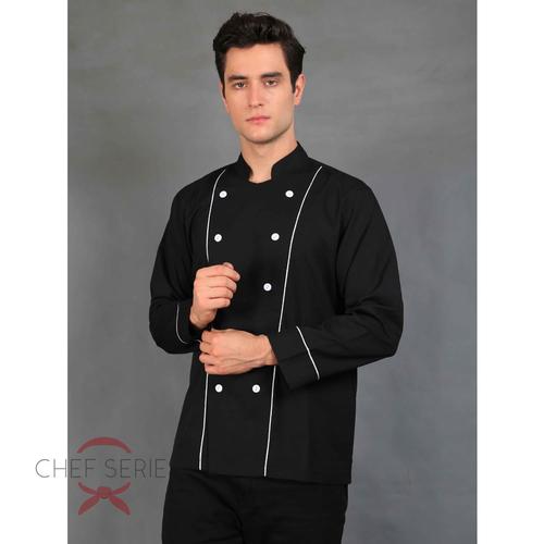 Jual Chef Series Basic Tangan Panjang Baju Koki - Hitam Garis Putih ...