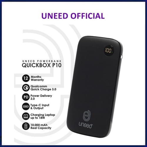 Jual UNEED Power Bank 10000 MAh QC 3.0 UPB102PD QuickBox P10 Power ...