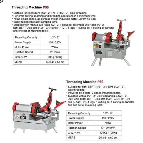 Jual Threading Machine P50 / Alat Snei Pipa 2 inch / Pembengkok Pipa ...