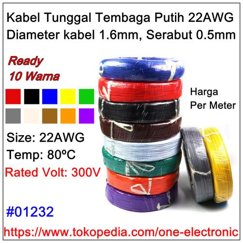 Jual Kabel Serabut 22AWG UL1007 Tembaga Putih Cable Wire electronik ...
