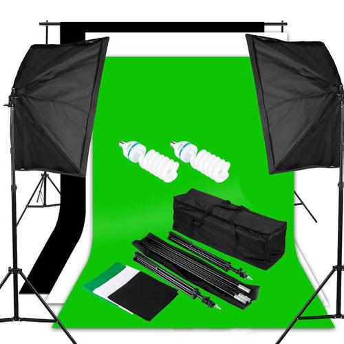 Jual Paket Foto Studio Lighting/ Youtuber Vloger + Backdrop Green ...
