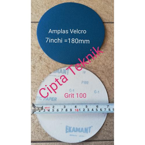 Jual Amplas Velcro Bulat 7 Inchi Grit 100 Ekamant Biru Velcro Disc 7inch P100 Type Eka 1000 ...