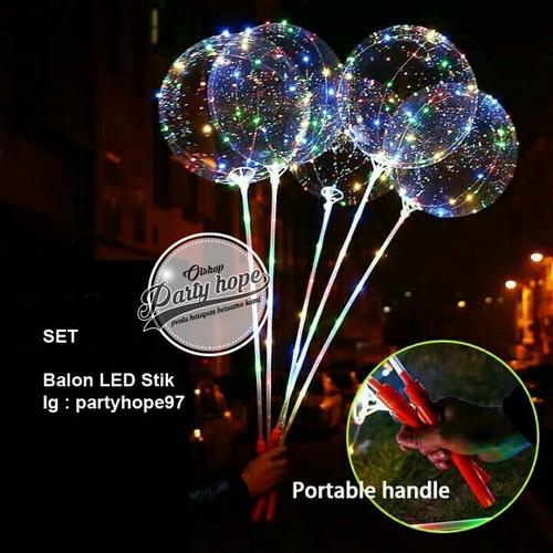 Jual Balon LED Stik Foil PVC Baterai / Balon Pvc Tranparan / Balon ...