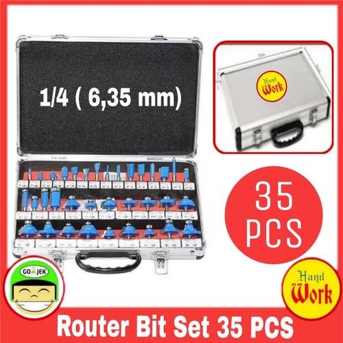 Jual Mata Router Bit Set 35 pcs 1/4 Shank Mata Profil Woodworking Hobby ...