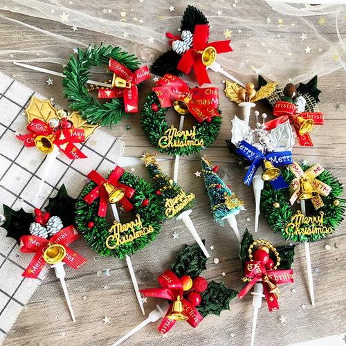Jual Cake Topper Pita Natal Daun Hijau Cherry Hiasan Kue Box Parcel ...