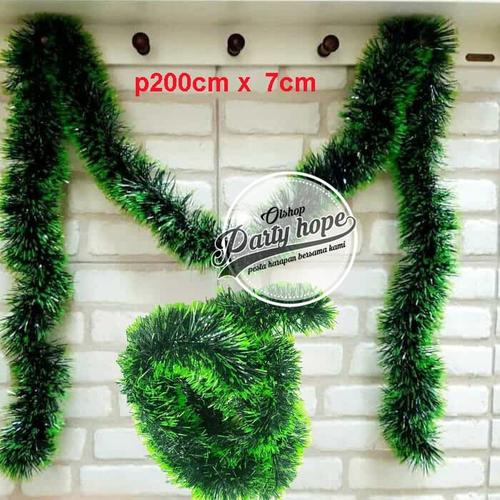 Promo slinger natal hijau daun / hiasan tinsel pohon natal / dekorasi ...