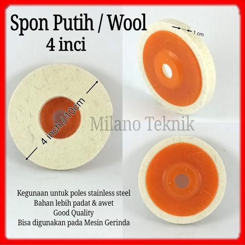 Jual Spon Putih 4" Amplas Gerinda Spon Wool 4 inci poles stainless ...