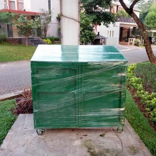Jual Bak/Tempat Sampah Besi Roda 4 VOL-800L Double Tutup Plat Luar ...