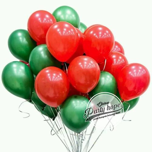 Jual balon merah hijau / balon natal / Balon metalik balon natal ...