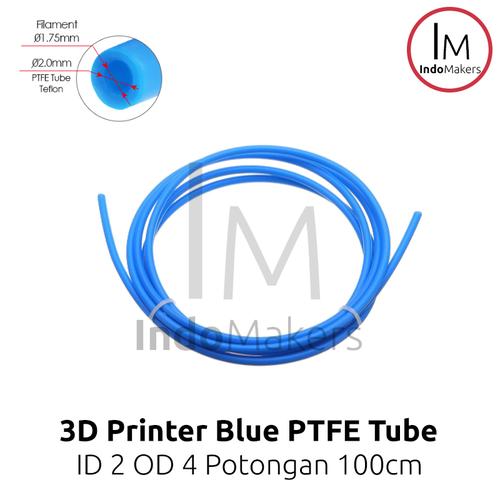 Jual BLUE PTFE Teflon Tube 100cm ID 2mm OD 4mm for 1.75mm Filament ...
