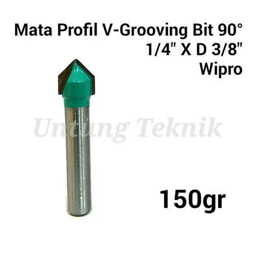 Jual WIPRO 90 Deg X 1/4 X 3/8 Inch Mata Profil - Router - V Groving ...
